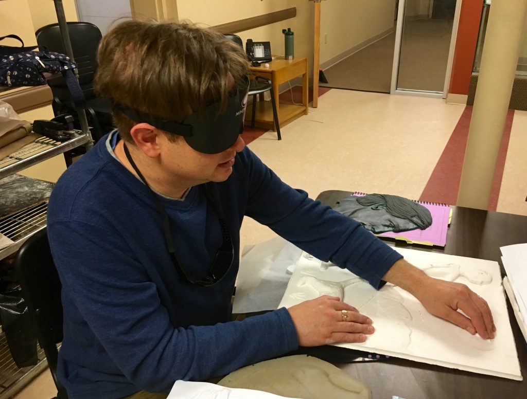 Curt looking at a tactile drawing in Ann's Art Class - Colorado Center ...